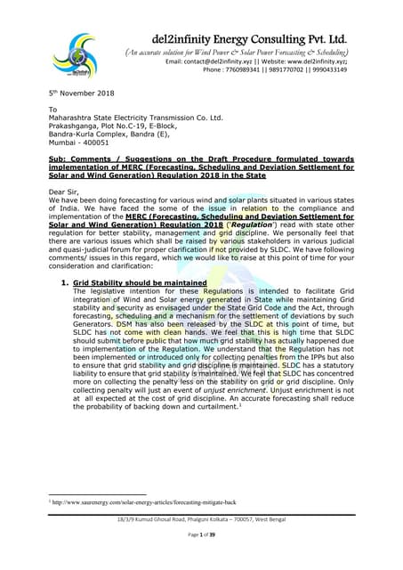 Comments Suggestions On The Draft Procedure Formulated Towards Implementation Of Merc
