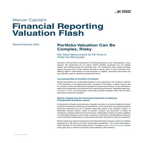 Mercer Capital | Financial Sponsors Qualifications | PDF
