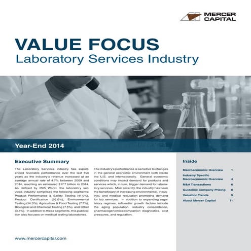 Mercer Capital's Value Focus: Laboratory Services | Year-End 2014 | PDF