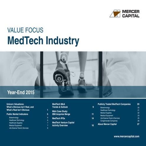 Mercer Capital's Value Focus: Medical Technology | Year-End 2015 | PPT