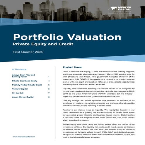 Mercer Capital's Portfolio Valuation: Private Equity and Credit | Q1 ...