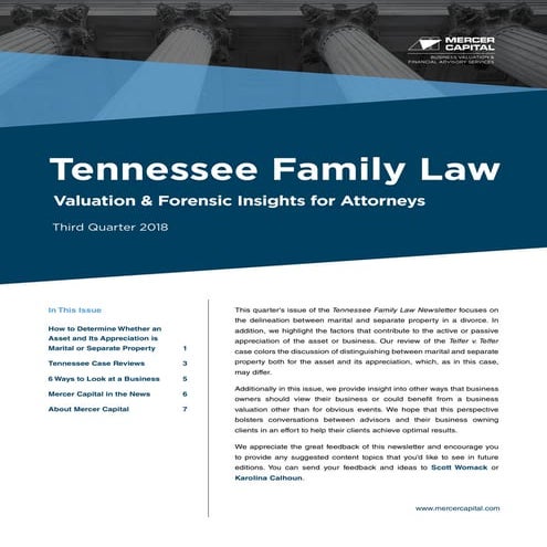 Mercer Capital's Tennessee Family Law | Q3 2018 | Valuation & Forensic ...