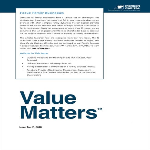 Mercer Capital's Value Matters™ | Issue No. 2 2018 | PDF