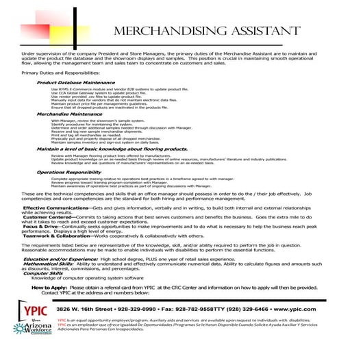 Merchandising Assistant | PDF