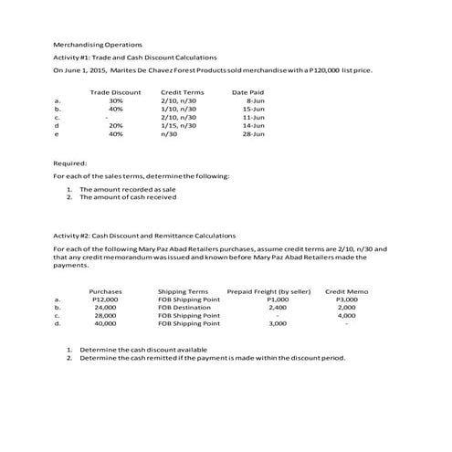 Merchandising operations 1 | DOCX