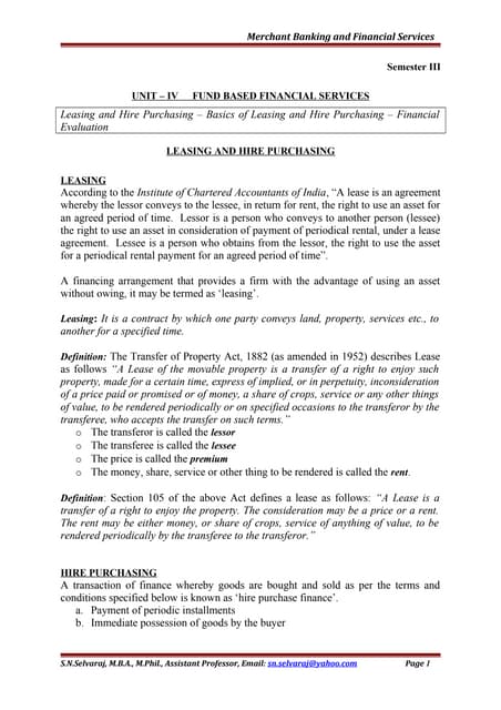 Lease financing | PPSX | Business Accounting & Finance | Business