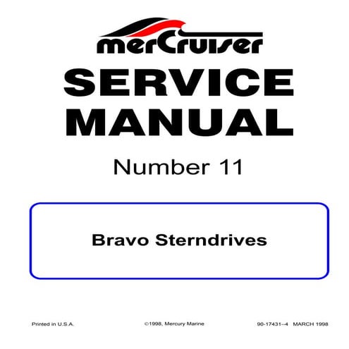 Mercruiser #11 bravo three sterndrive unit service repair manual ...