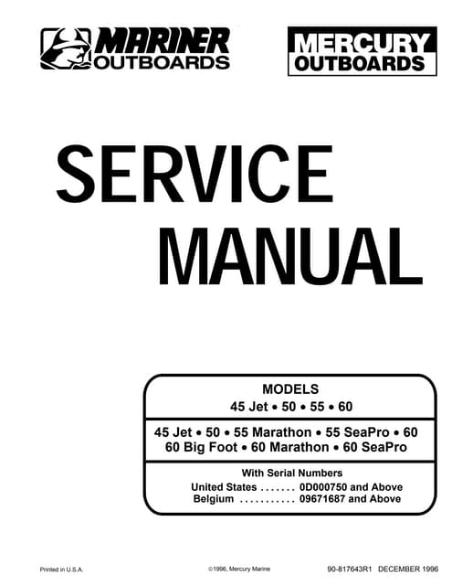 Mercury mariner outboard 90 hp service repair manual | PDF