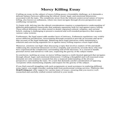 Mercy Killing Essay | PDF