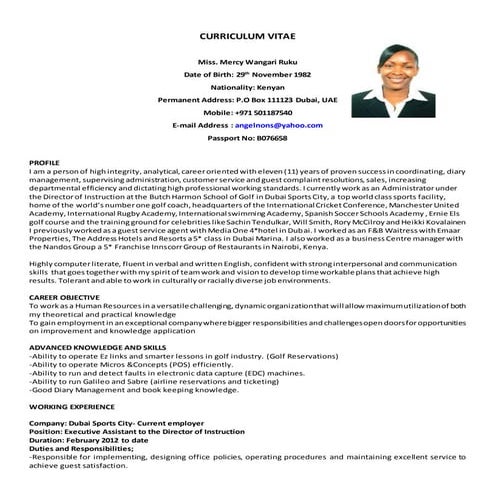 Mercy ruku cv | DOCX