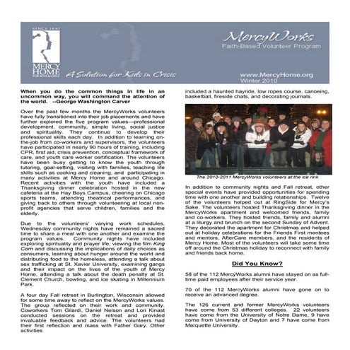 MercyWorks Winter 2010 Newsletter | PDF