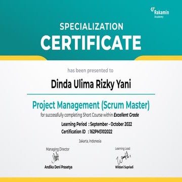 Certificate and Transcript Short Course Scrum Master by Rakamin.pdf