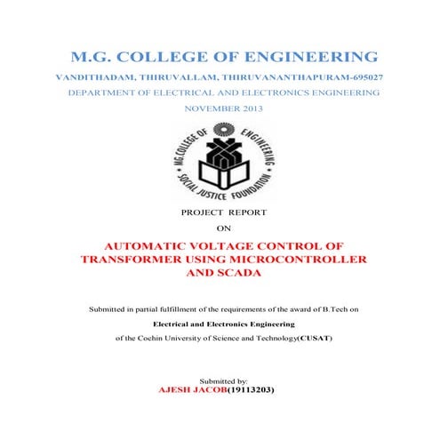 Automatic Voltage Control Of Transformer Using Microcontroller And Scada Pdf 