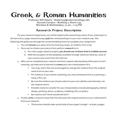 HUM2220 FA2016 Research Project Packet | PDF | Homework and Study ...