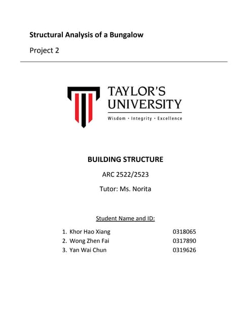 Building Structure - Structural Analysis of a bungalow | PDF | Civil Engineering Industry ...