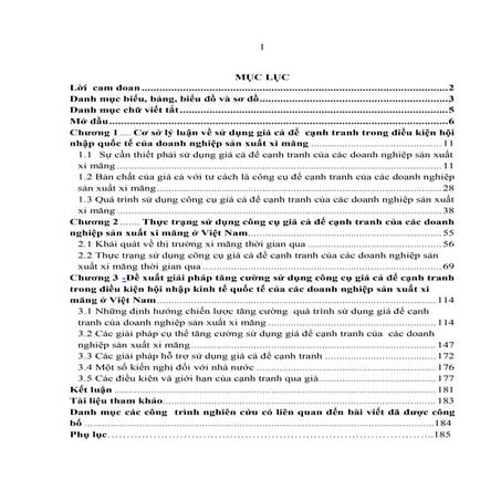 Luận án: Sử dụng công cụ giá cả để cạnh tranh trong điều kiện hội nhập kinh tế quốc tế của các ...