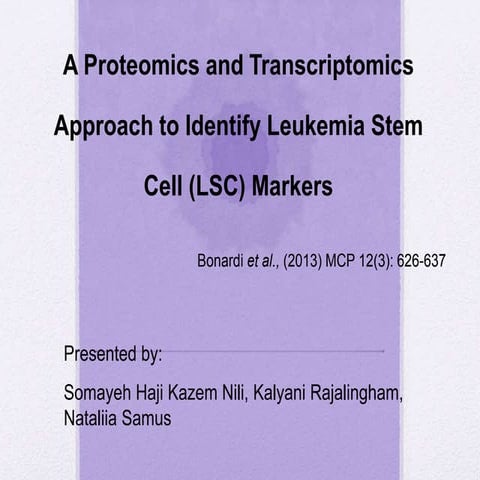 A Proteomics and Transcriptomics Approach to Identify Leukemia Stem ...