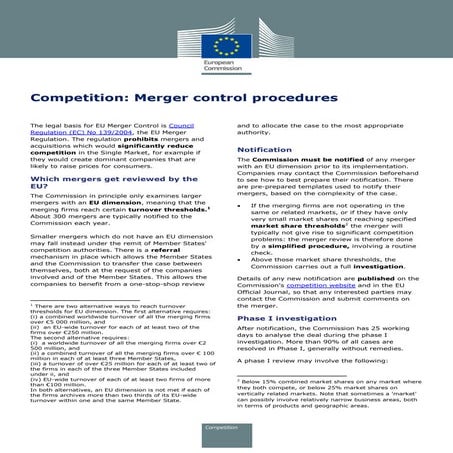 Merger Control in the European Union and discussion | PDF