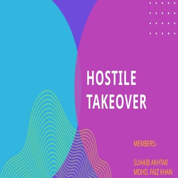 Presentation on Hostile Takeover for Mergers and Acquisitions | PPT