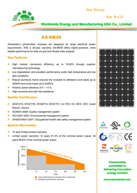 AS-6M30 PERC Module Specification | PDF