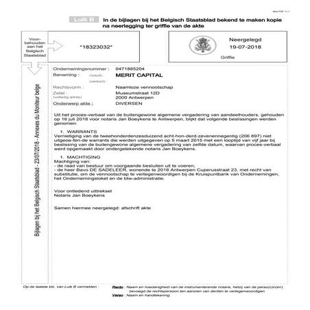 Merit Capital vernietigt warrants | PDF