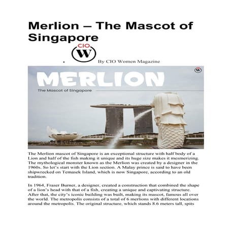 Merlion - The Mascot of Singapore: Since 1960s | CIO Women Magazine | PDF