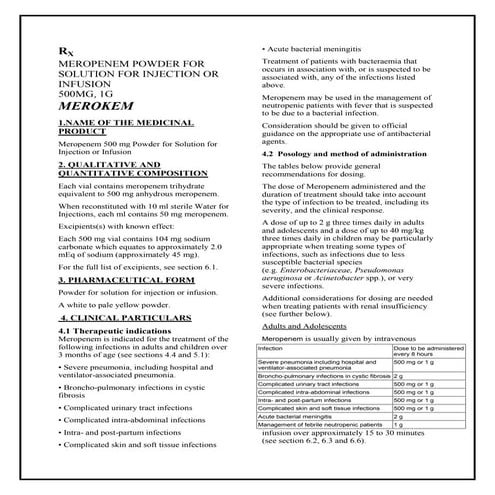 Meropenem 500 mg powder for solution for injection or infusion smpc taj ...