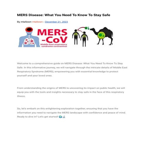 Middle East Respiratory Syndrome MERS | PPTX