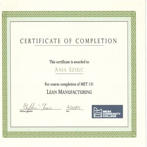 Mesa Community College Lean Manufacturing course | PDF