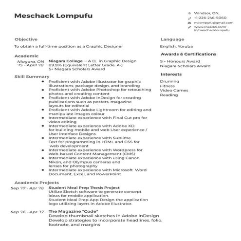 Meschack Lompufu resume | PDF