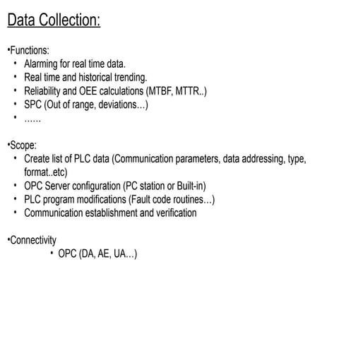 Data Collection: Functions: Alarming and real time data | PPTX