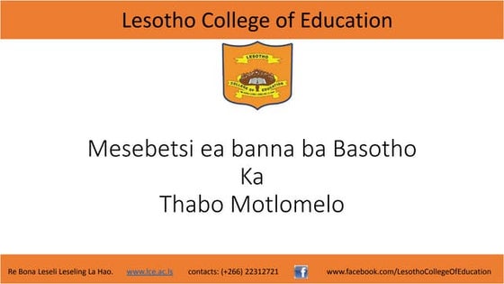 LEBOLLO LA SESOTHO LA BASHEMANE | PPTX