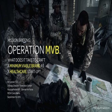 Operation MVB. What does it take to craft a 'minimum viable brand' as a ...