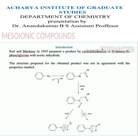 Mesoionic compounds introduction synthesis | PPTX