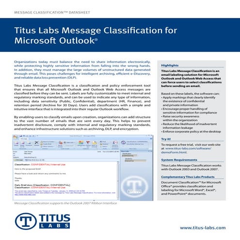 Message Classification for Microsoft Outlook & Web Access | PDF