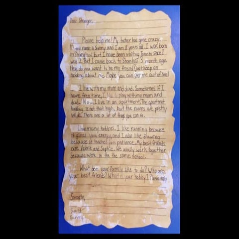 Message in a bottle student examples | PPT