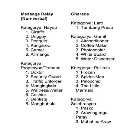 Message Relay Practice Materials for Class | PDF