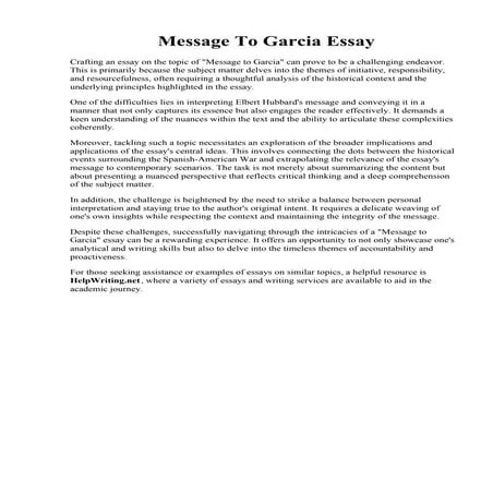 Message To Garcia Essay | PDF
