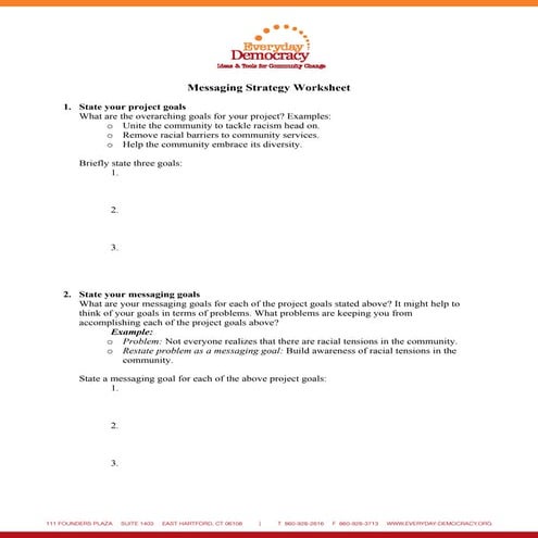 Messaging Strategy Worksheet | PDF
