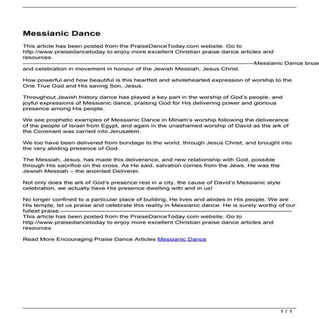 Messianic Dance | PDF | Christianity | Religion & Spirituality