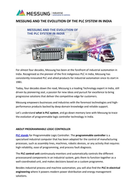 Presentation on programmable logic controllers (plc) | PDF
