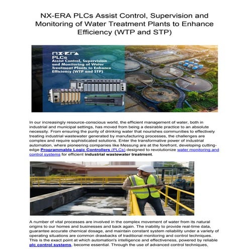 NX-ERA PLCs Assist Control, Supervision and Monitoring of Water ...