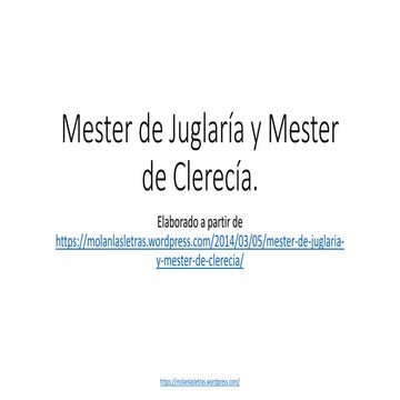 Mester de juglaría y mester de clerecía | PPTX