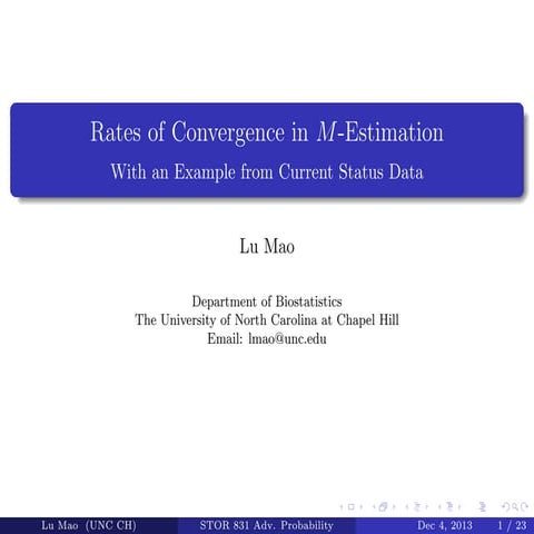 Rates Of Convergence In M Estimation With An Example From Current 8372