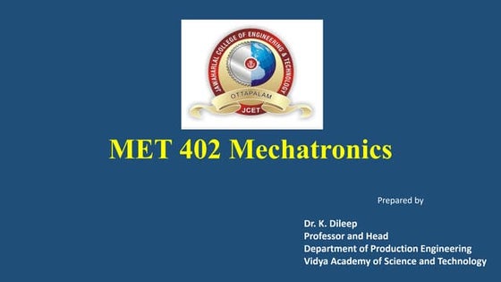Mechatronics | PPT | Robotics | Technology & Computing