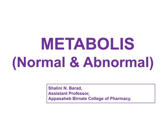 Metabolism- Biochemistry | PPT | Endocrine and Metabolic Diseases | Diseases and Conditions