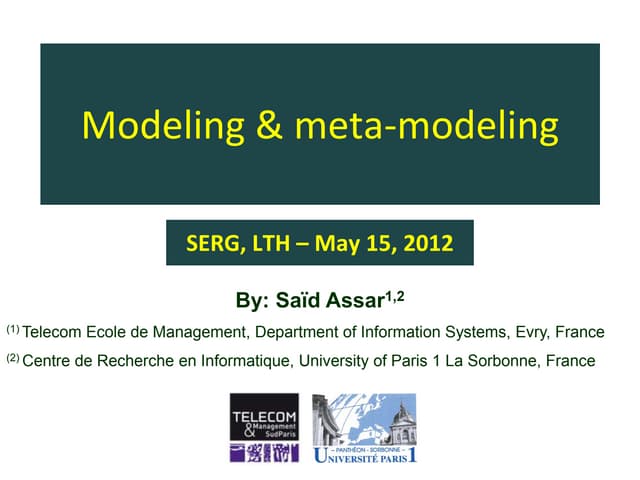 Modeling And Meta Modeling Presentation At Lth Sweden Pptx