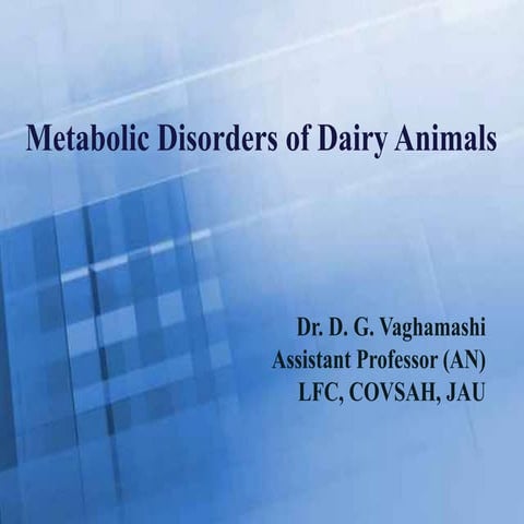 Metabolic Disorders of Dairy Cow.pdf.... | PDF