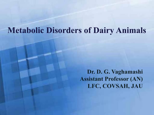 Common metabolic diseases of cattle | PPTX