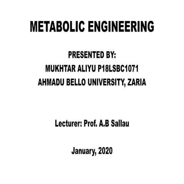 Metabolic Engineering | PPTX